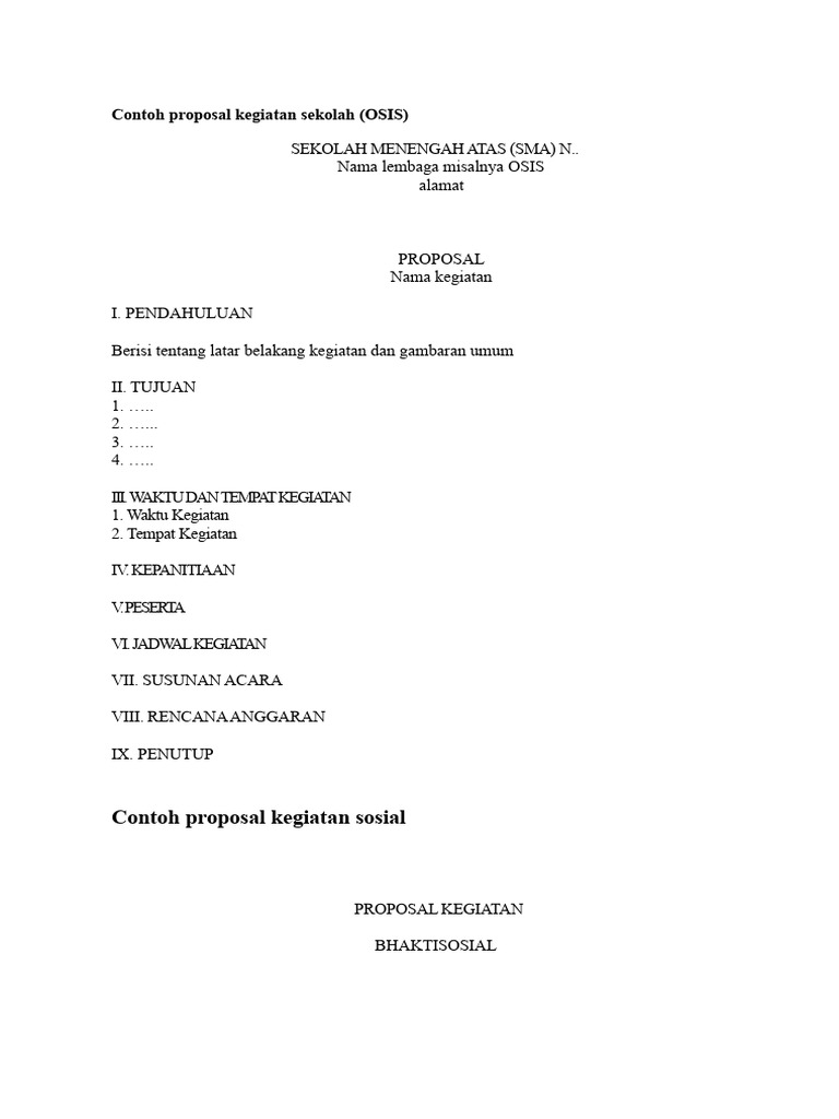 Contoh Proposal Kegiatan OSIS dan Sosial | PDF
