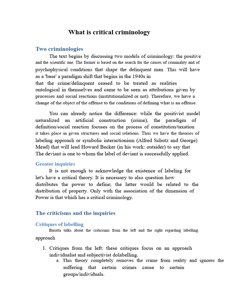 What Is Critical Criminology? | PDF | Criminology | Crimes