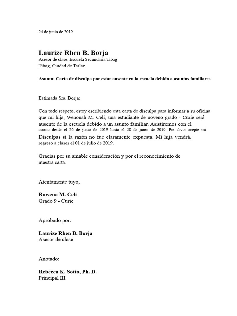 Carta de Excusa | PDF