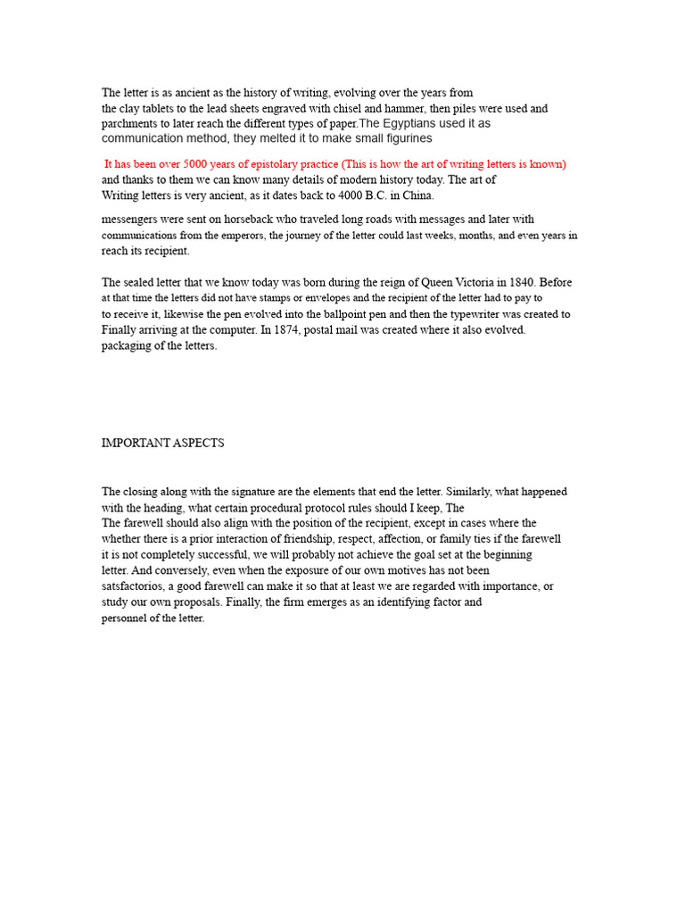 The Letter Is As Ancient As The History of Writing. | PDF