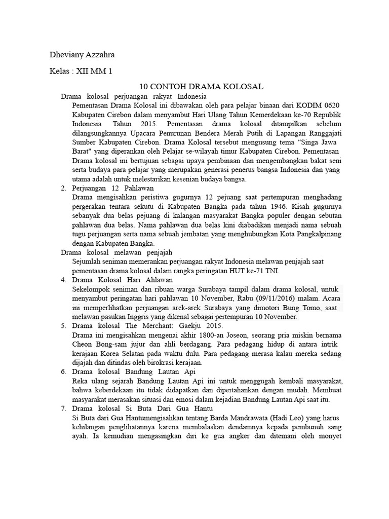 10 Contoh Drama Kolosal dan Modern | PDF