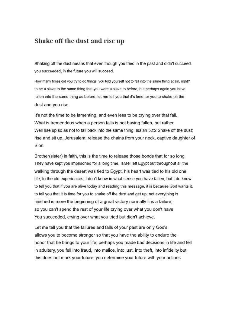 Shake Off The Dust and Rise Up. | PDF