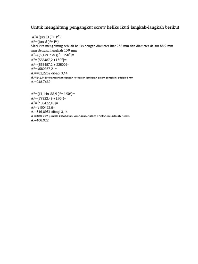Untuk Menghitung Transporter Helicoidal, Ikuti Langkah-Langkah Berikut ...