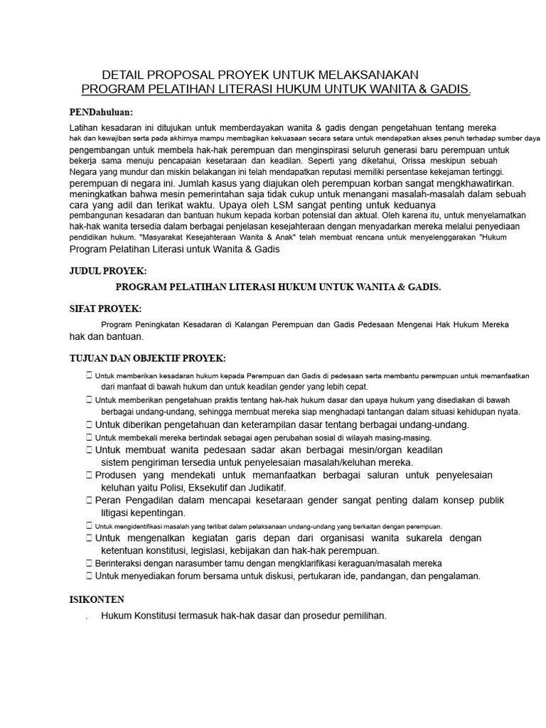 Rincian Proposal Proyek Untuk Melaksanakan Program Pelatihan Literasi ...