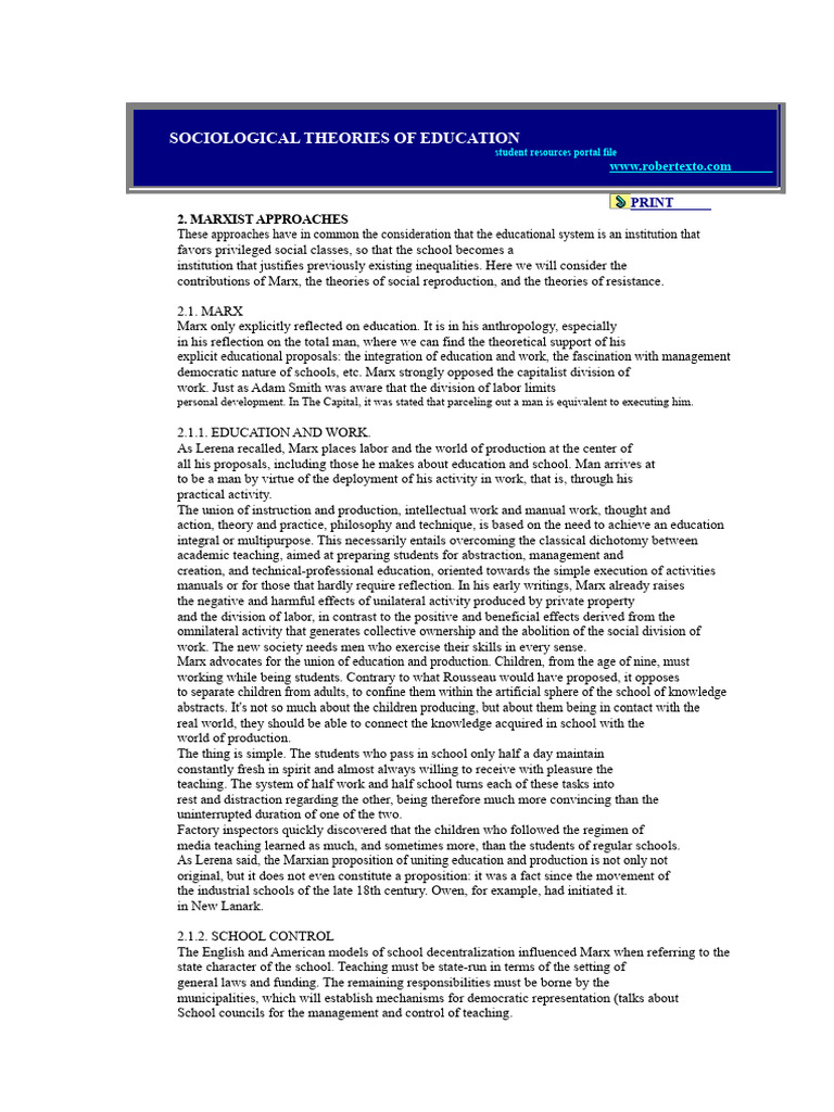 Marxist Theory on Education Explained | PDF | Capitalism | Marxism