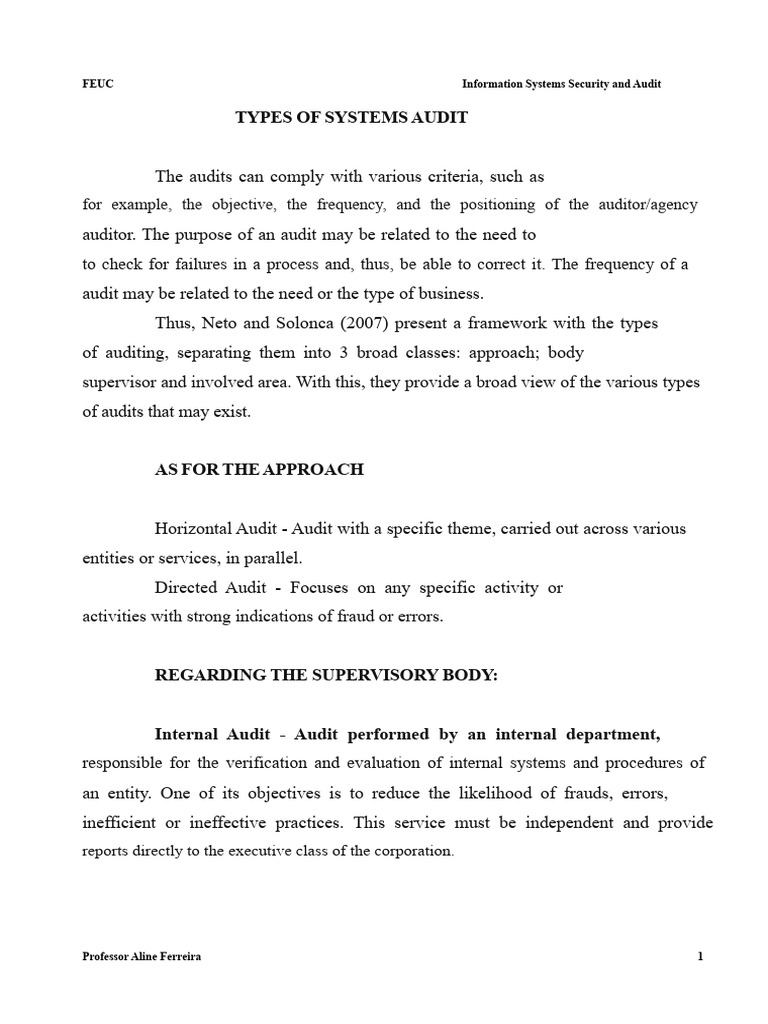 Types of System Audits Explained | PDF | Audit | Internal Audit
