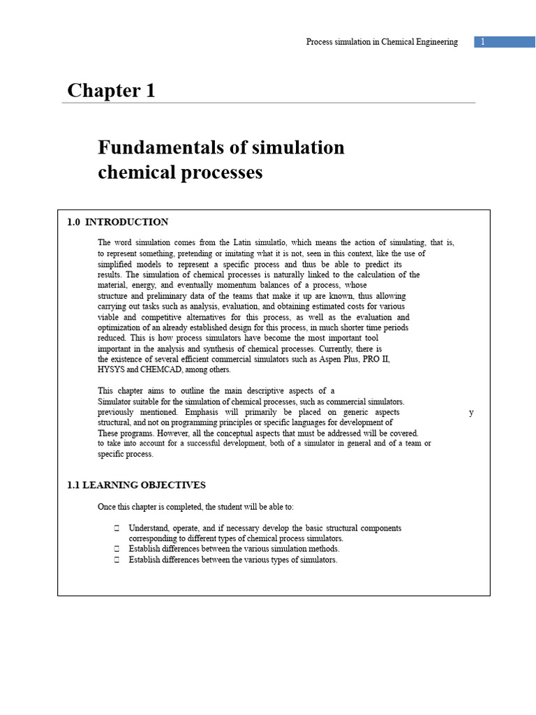 Chemical Process Simulation Basics | PDF | Simulation | Equations