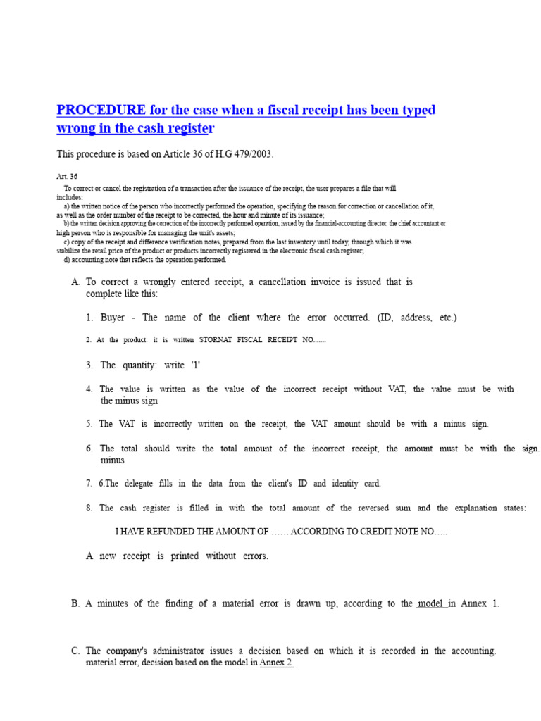 Procedure For Erroneous Tax Receipt | PDF | Receipt | Invoice