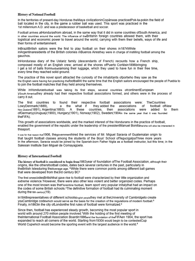 History of National and International Football | PDF | Football Codes ...