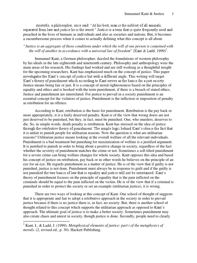 Immanuel Kant And Justice Pdf Punishments Justice