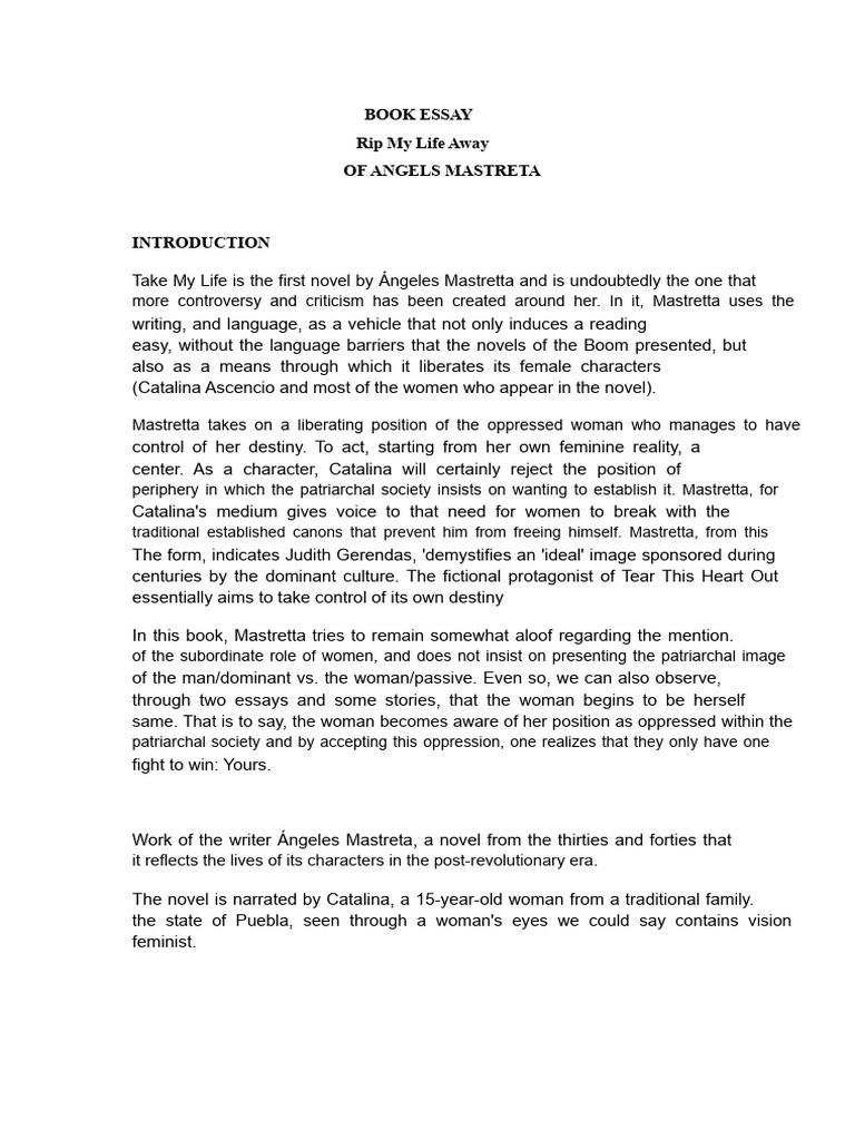 Essay On The Book "Rip Out My Life" | PDF