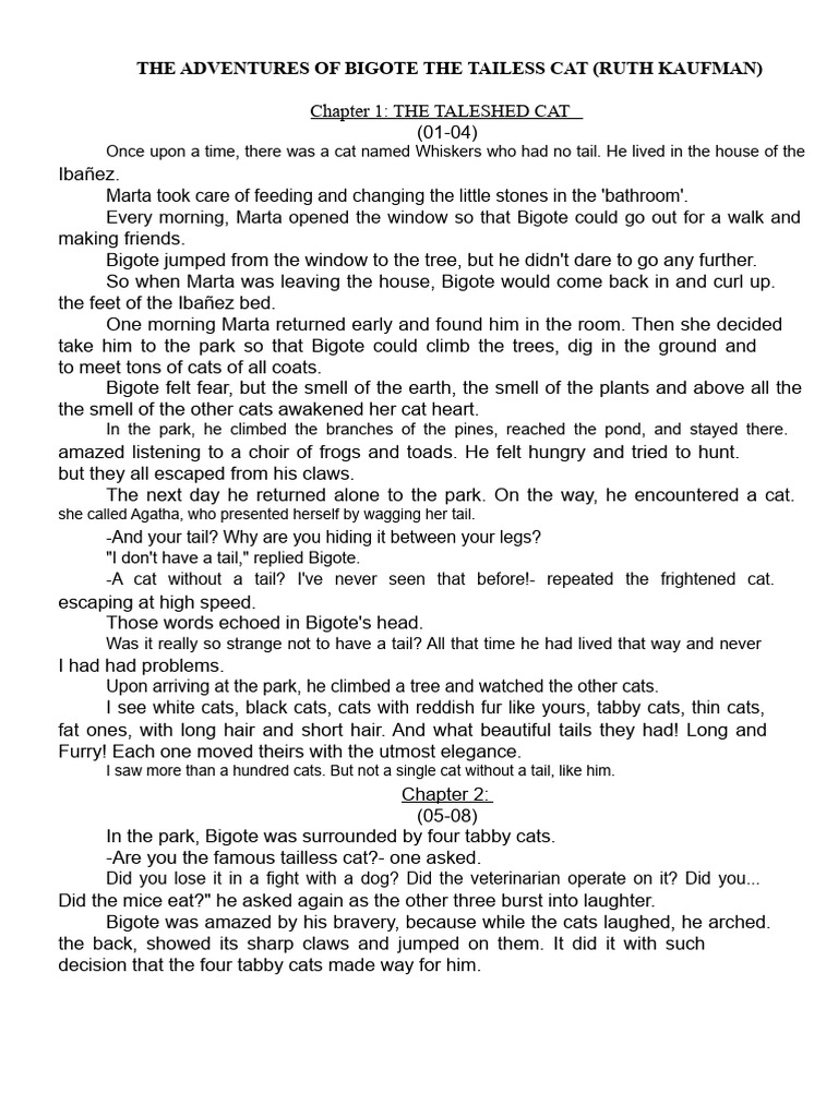 The Adventures of Bigote The Tailess Cat | PDF | Cats