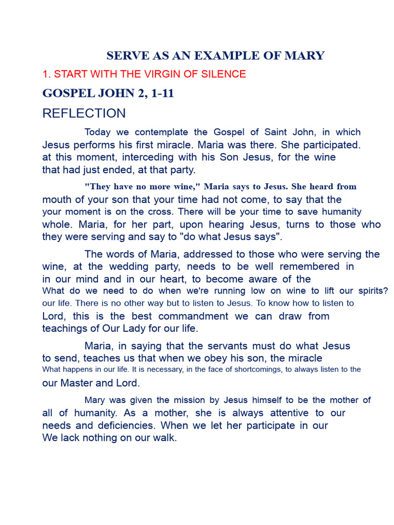 Serve As An Example of Mary | PDF | Mary, Mother Of Jesus | Jesus