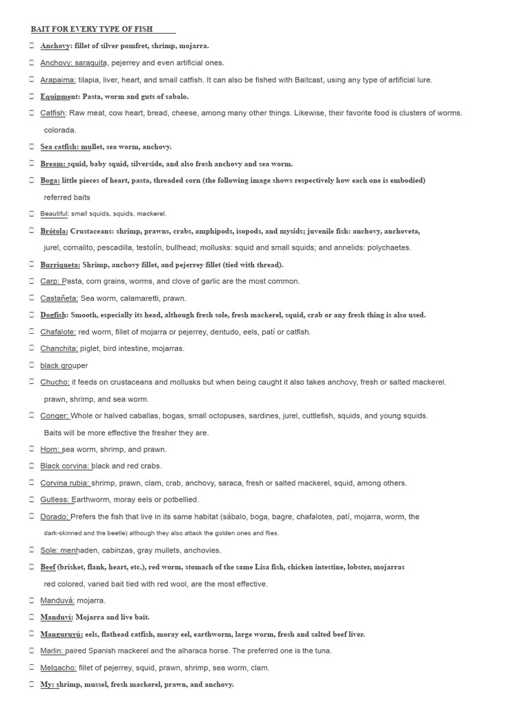 Arapaima Fishing Bait Guide | PDF | Fish And Humans | Fish