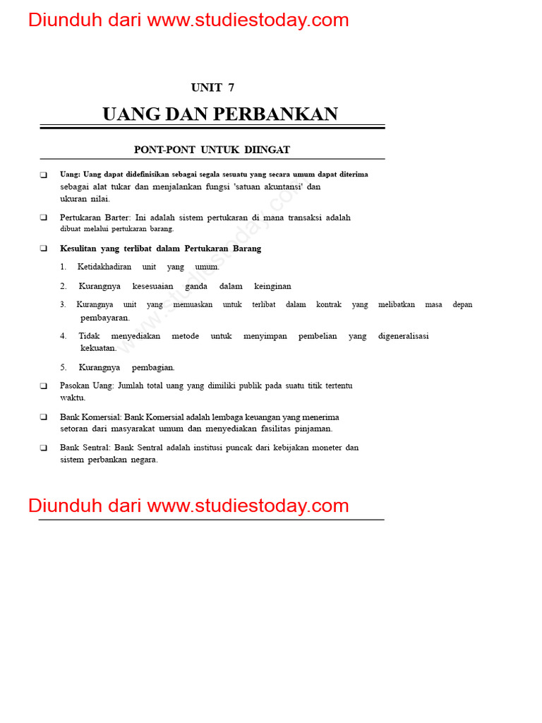 Uang dan Perbankan: Konsep Dasar dan Fungsi | PDF