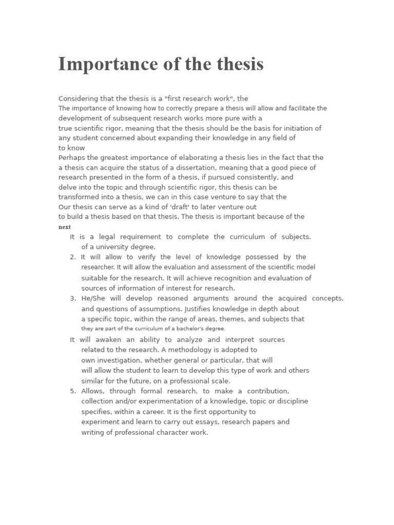 Significance of Thesis Preparation | PDF | Thesis | Knowledge