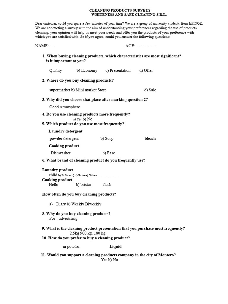 Cleaning Products Survey Insights | PDF