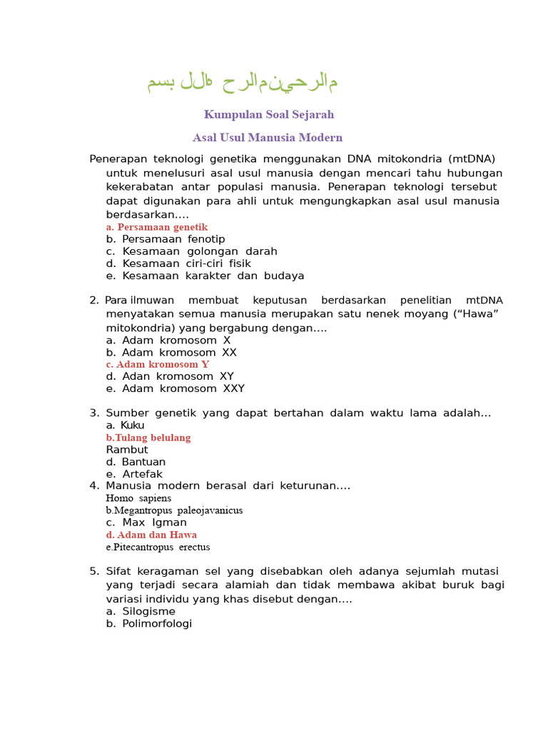 Asal Usul Manusia Modern dan Genetika | PDF