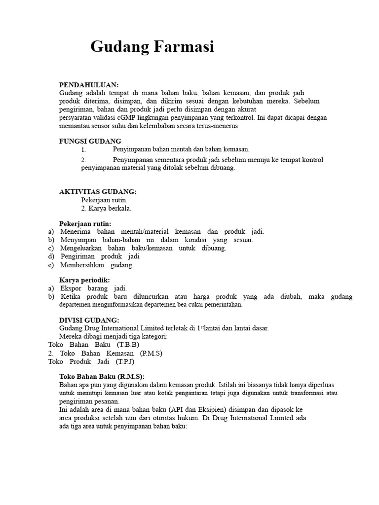 Gudang Farmasi | PDF