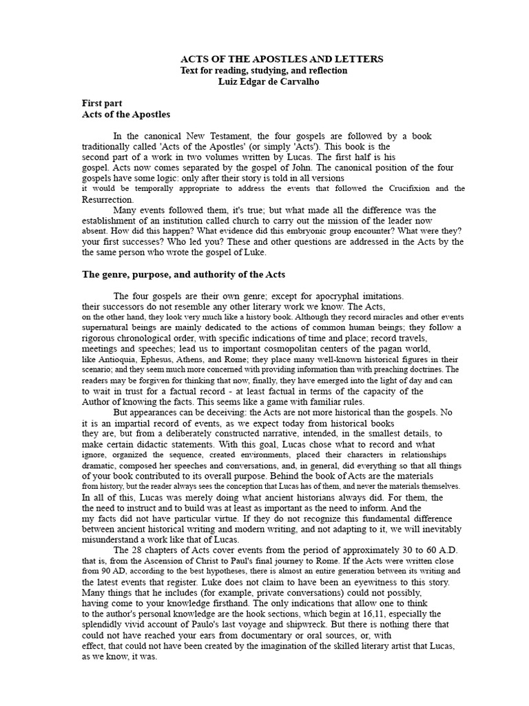Acts of The Apostles and Letters | PDF | Acts Of The Apostles | Paul ...
