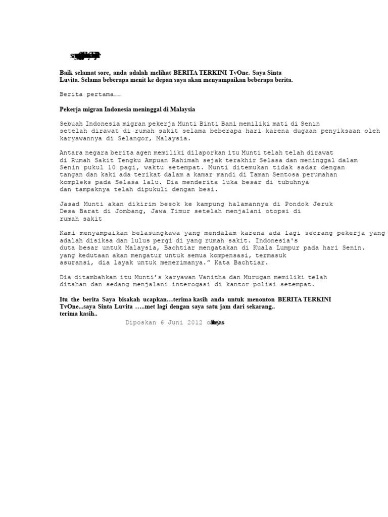 Example of News Presenter Text | PDF