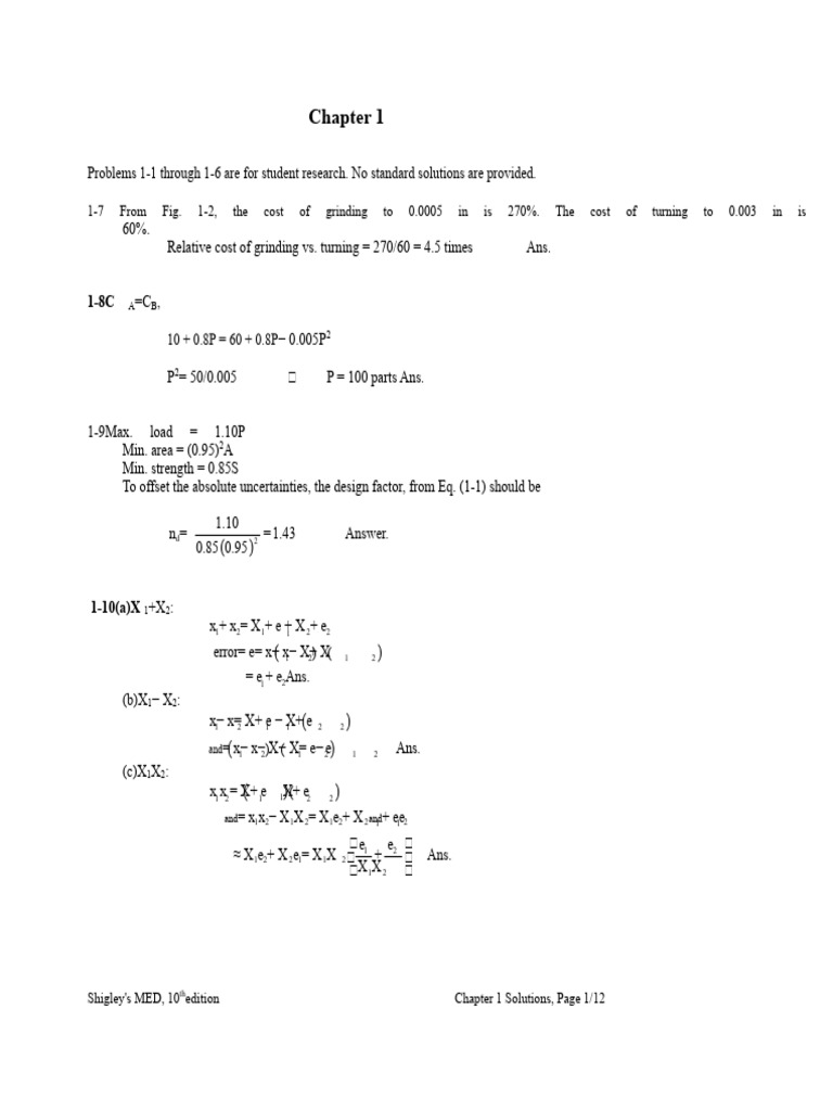 Chapter 1 Solutions Overview | PDF