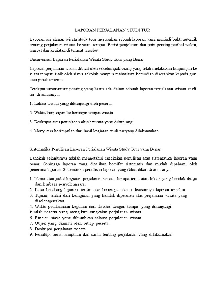 Laporan Perjalanan Study Tour | PDF