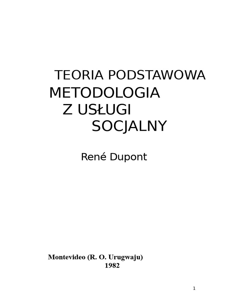 Podstawowa Teoria I Metodologia TS Autorstwa Rene Dupont | PDF