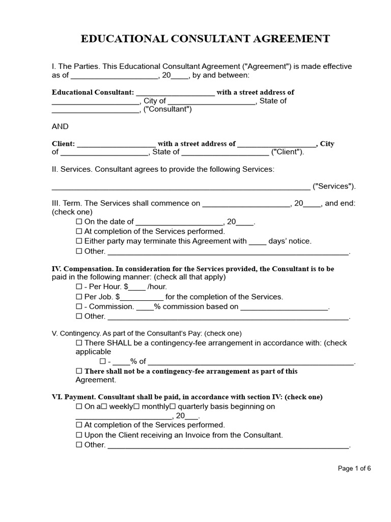 Educational Consultant Agreement | PDF | Arbitration | Consultant