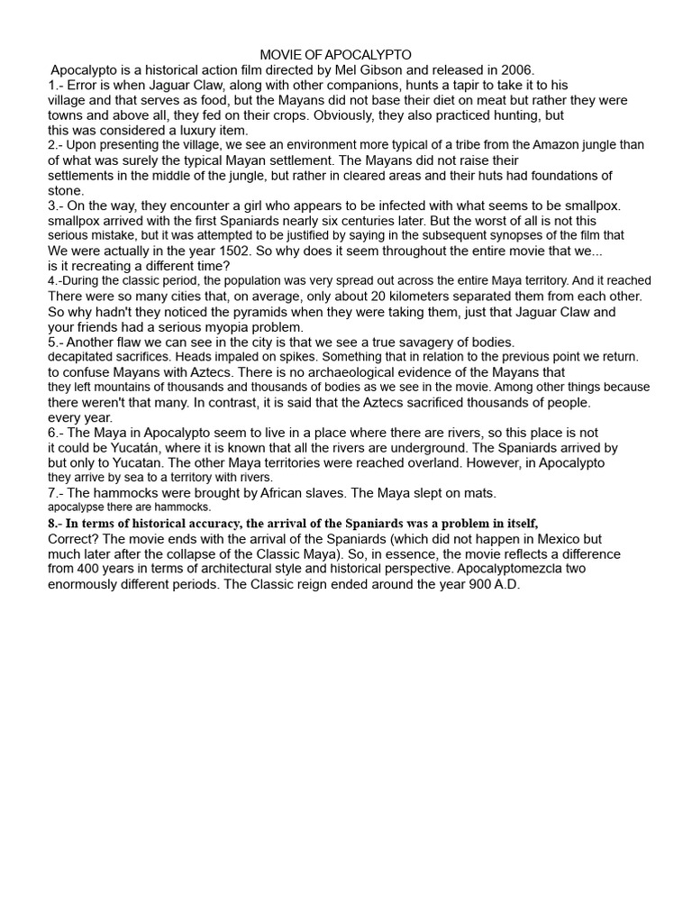 Apocalypto: Historical Inaccuracies Explained | PDF | Indigenous ...
