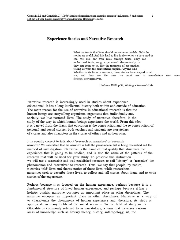 Narrative Inquiry in Education Research | PDF | Narrative | Experience