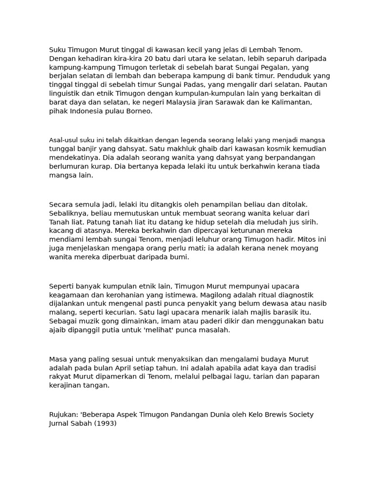 Budaya dan Legenda Suku Timugon Murut | PDF