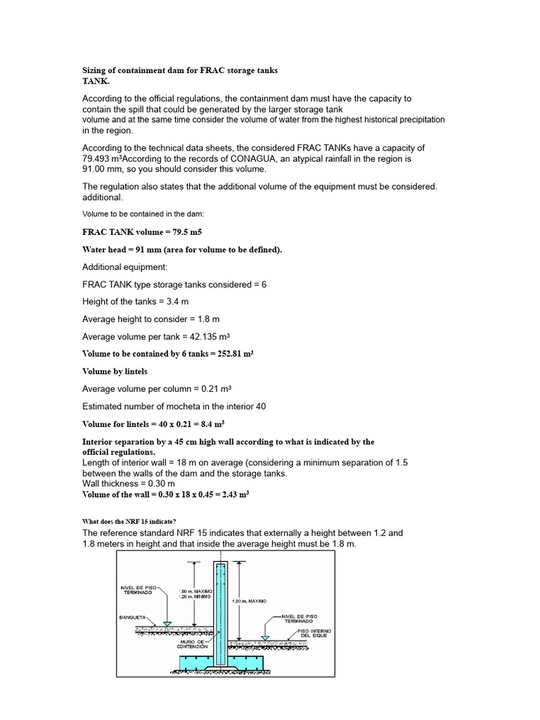 Containment Dam Sizing for FRAC Tanks | PDF | Soil | Dam