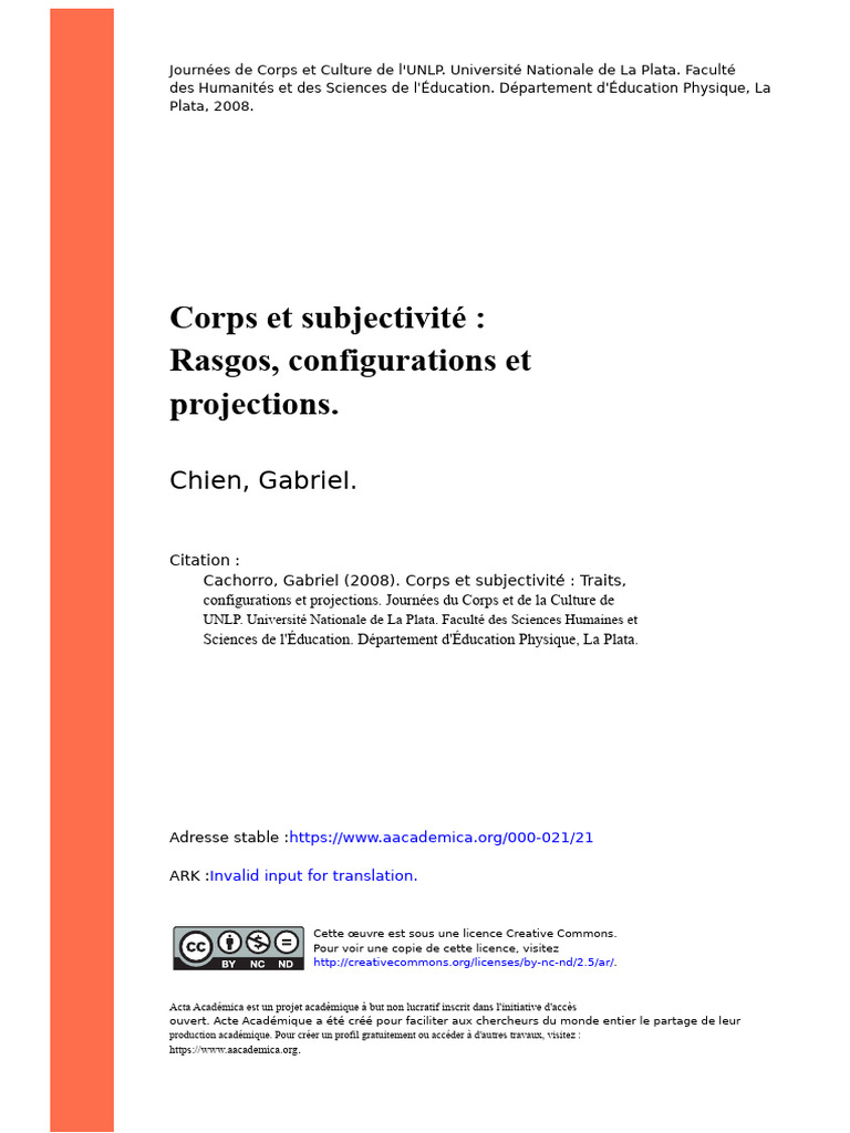 Corps et subjectivité : traits et projections | PDF | Race ...