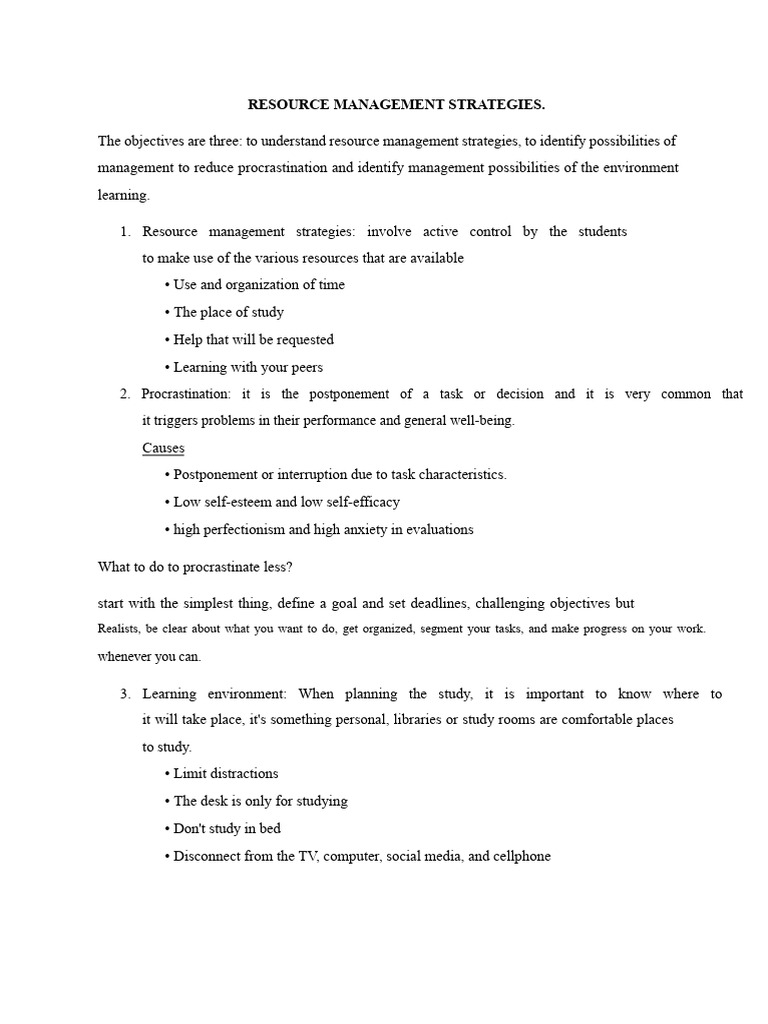 The Resource Management Strategies | PDF