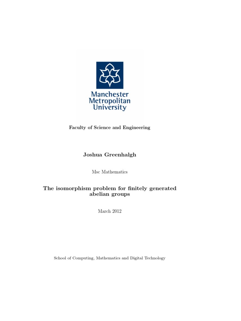 Joshua Greenhalgh: Faculty of Science and Engineering | PDF | Group ...