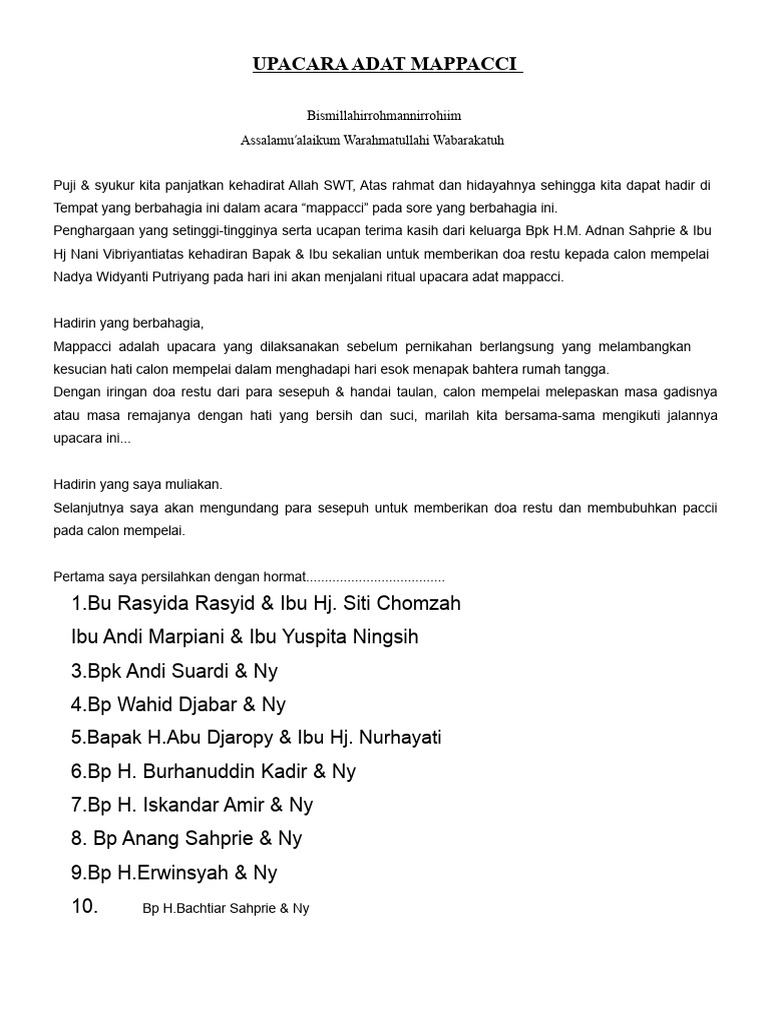 Teks Mappacci dan Prosesi Siraman | PDF