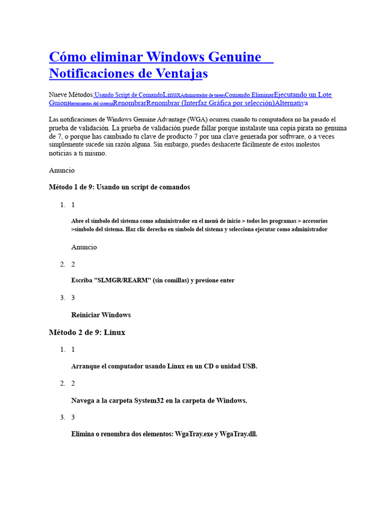 Eliminar Windows Genuine Advantage | PDF | Windows 10 | Registro de Windows