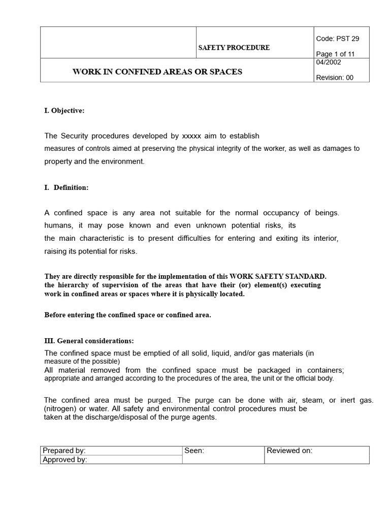Confined Space Safety Procedures Guide | PDF | Ventilation ...