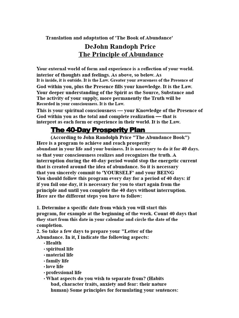 40-Day Abundance Program Guide | PDF | Divinity | Consciousness
