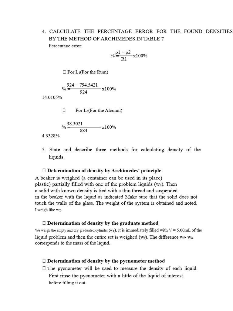 Density Calculation Methods Explained | PDF | Density | Water