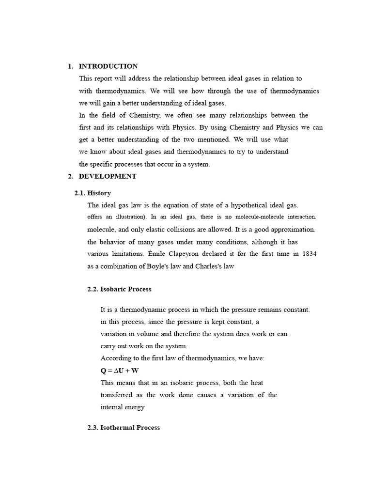 Essay On Thermodynamic Processes | PDF | Gases | Heat