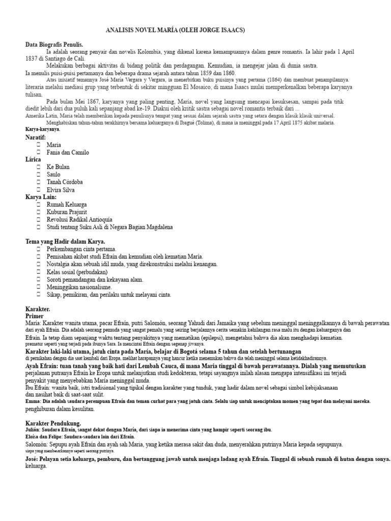 Analisis Novel Maria | PDF