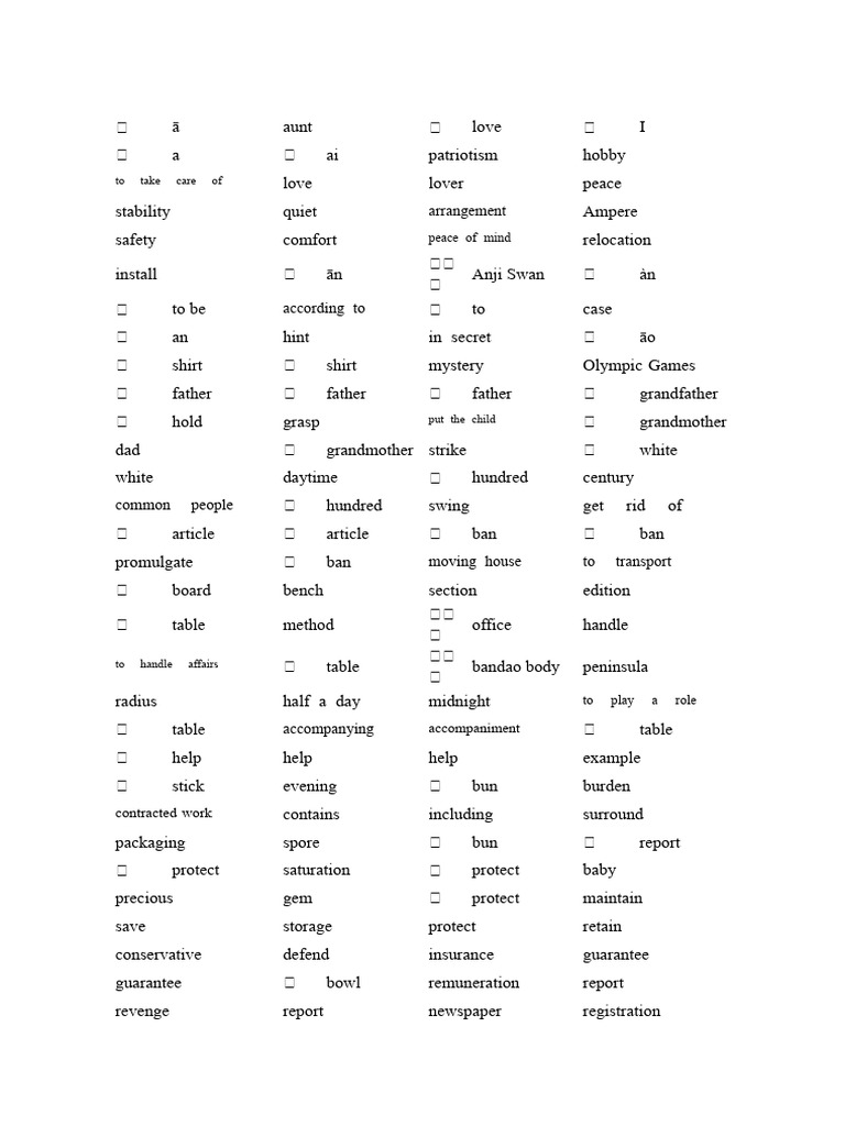 Mandarin Proficiency Test Vocabulary List | PDF | Wound | Electricity