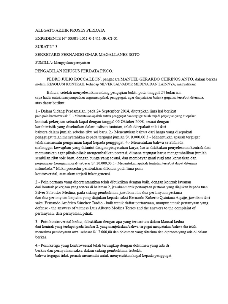 Alegato Akhir Proses Perdata | PDF