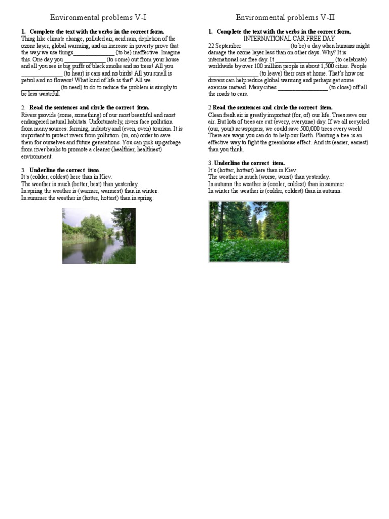 Environmental Issues Worksheet | PDF | Weather | River
