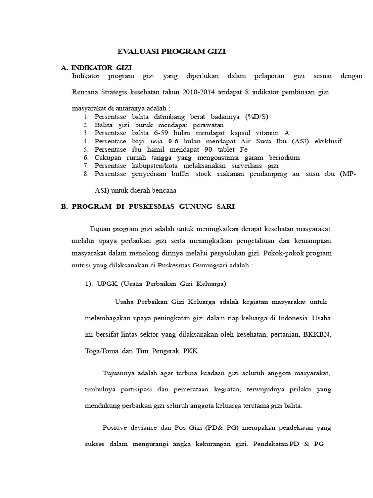Evaluasi Program Gizi | PDF
