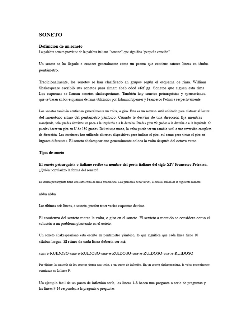 Definición y Tipos de Sonetos | PDF | Sonetos | Fausto
