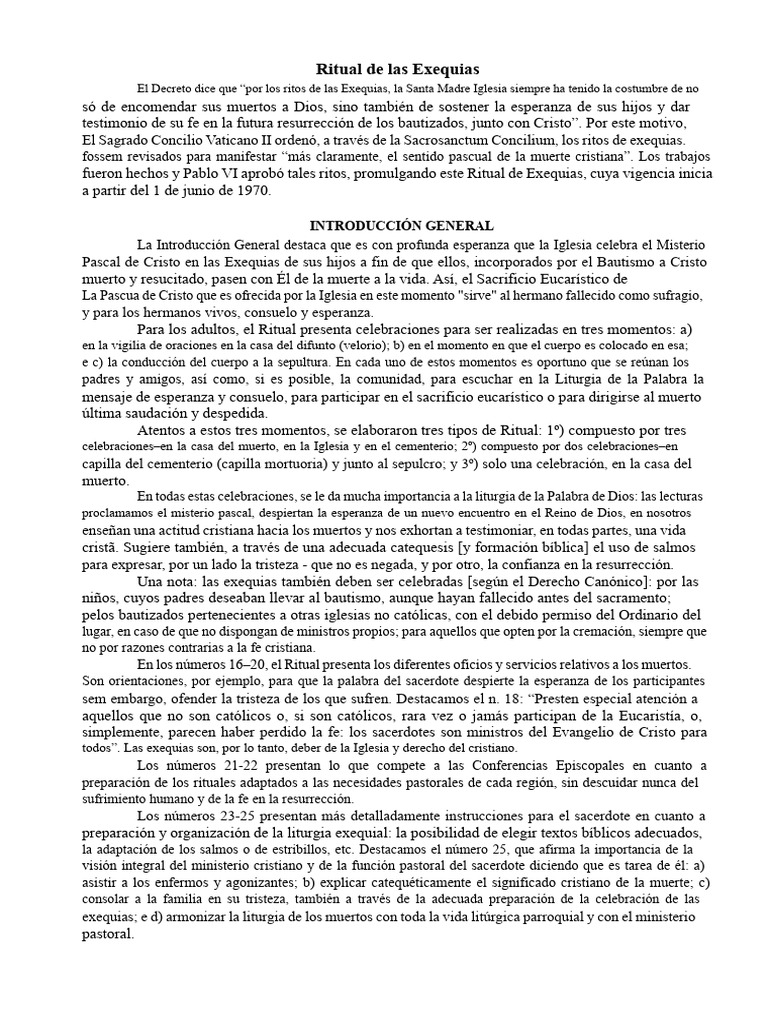 Ritual de Exequias Cristianas | PDF | eucaristía | Cristo (título)