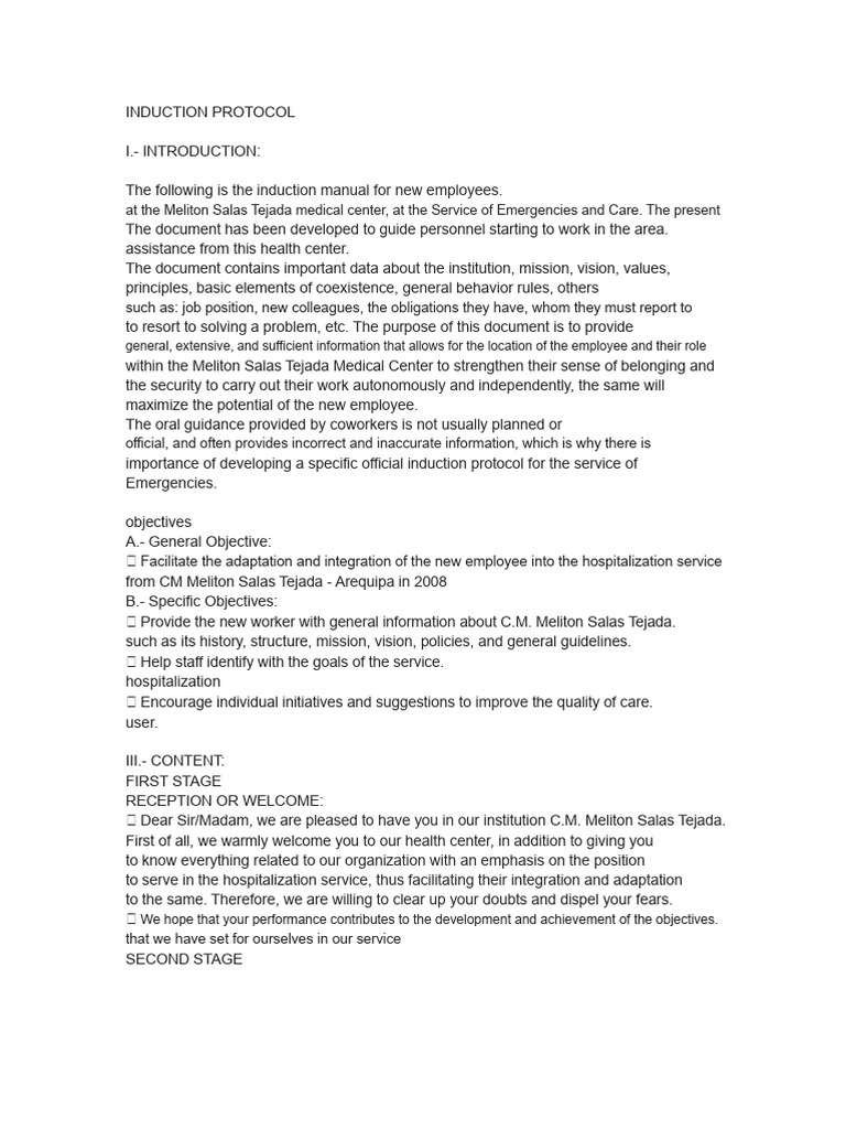 INDUCTION PROTOCOL | PDF | Insurance | Health Care